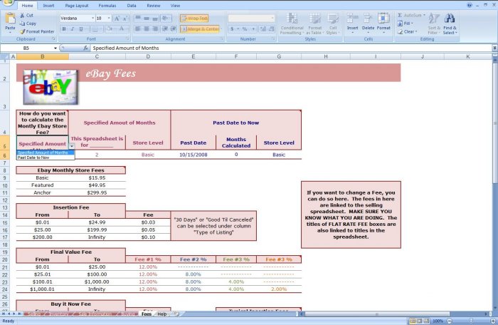 eBay Store Excel Spreadsheet -Know Inventory & Profit