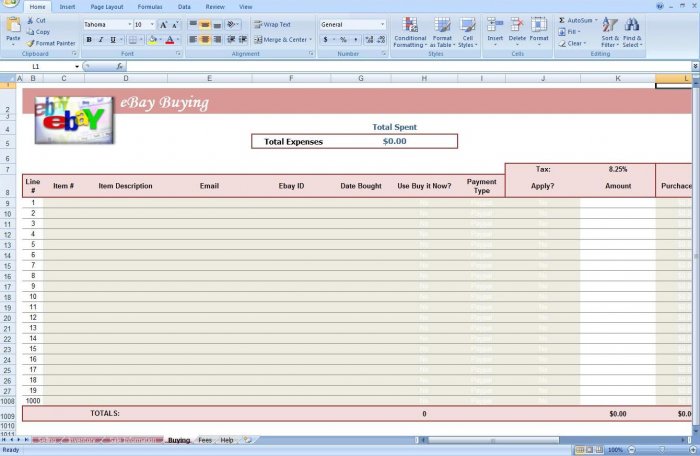 eBay Store Excel Spreadsheet -Know Inventory & Profit