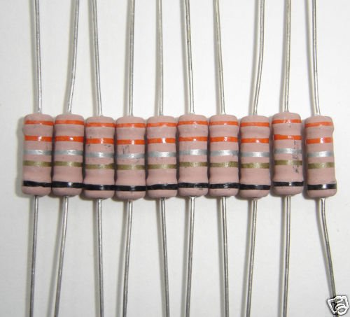 .33 OHM 3 WATT METAL OXIDE RESISTOR 5% 10 PC PKG!