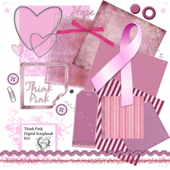 Think Pink Digital Scrapbook Kit