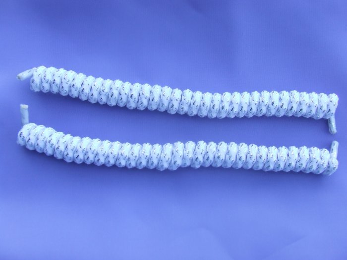 White with Silver Glitter Elastic Stretch Curly Shoelaces - Spring ...