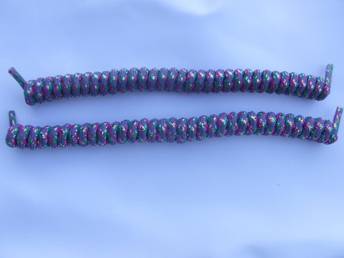 Purple, Teal & Gold Glitter Elastic Stretch Curly Shoelaces - Spring ...