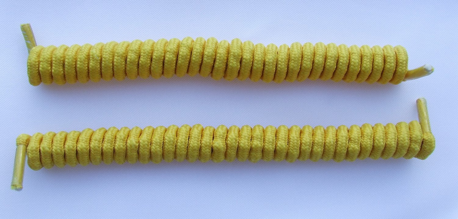 Yellow Maize Gold Curly Shoelaces, Curly Laces, Spring Laces