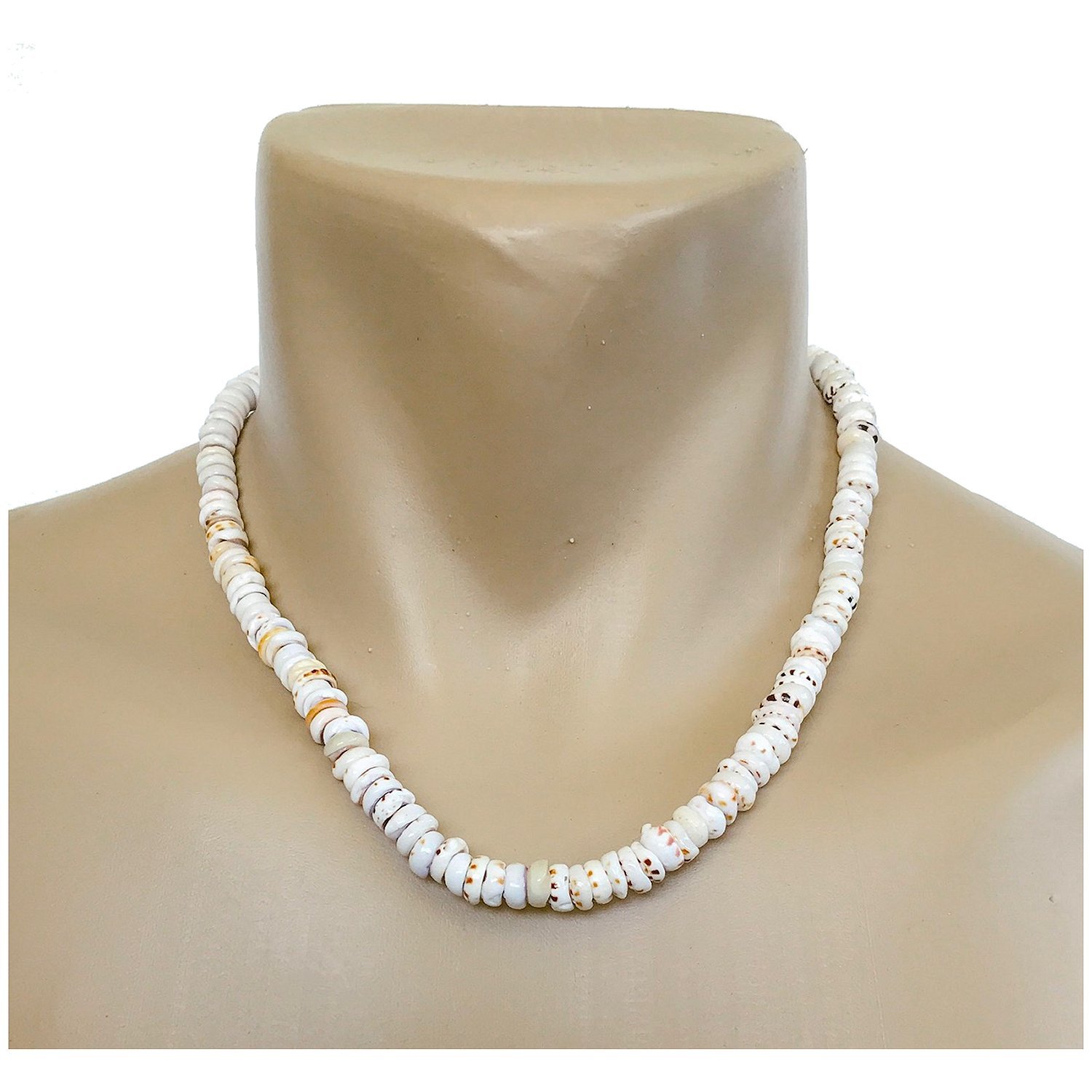 Hawaiian 18" Tiger Puka Shell Necklace with Koa Wood Bead Accent from ...