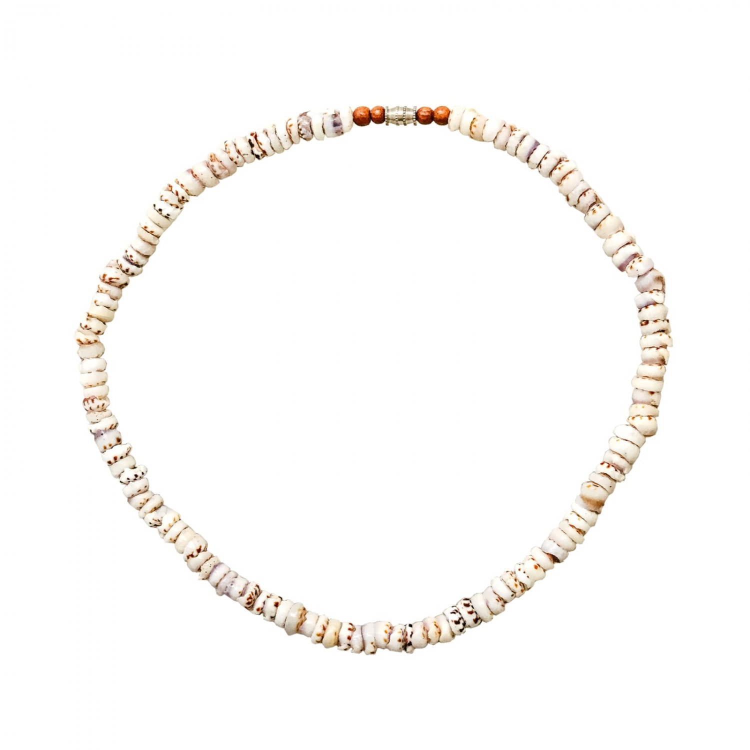 Hawaiian 18" Tiger Puka Shell Necklace with Koa Wood Bead Accent from ...