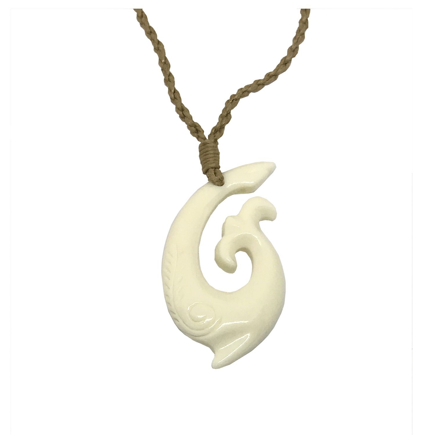 Hawaiian Jewelry Hand Carved Kahuna Fish Hook White Buffalo Bone Hawaii ...