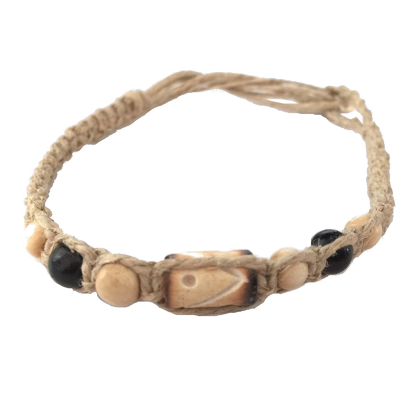 Hawaiian Handmade Hemp Coconut Bead Anklet / Bracelet from Maui, Hawaii