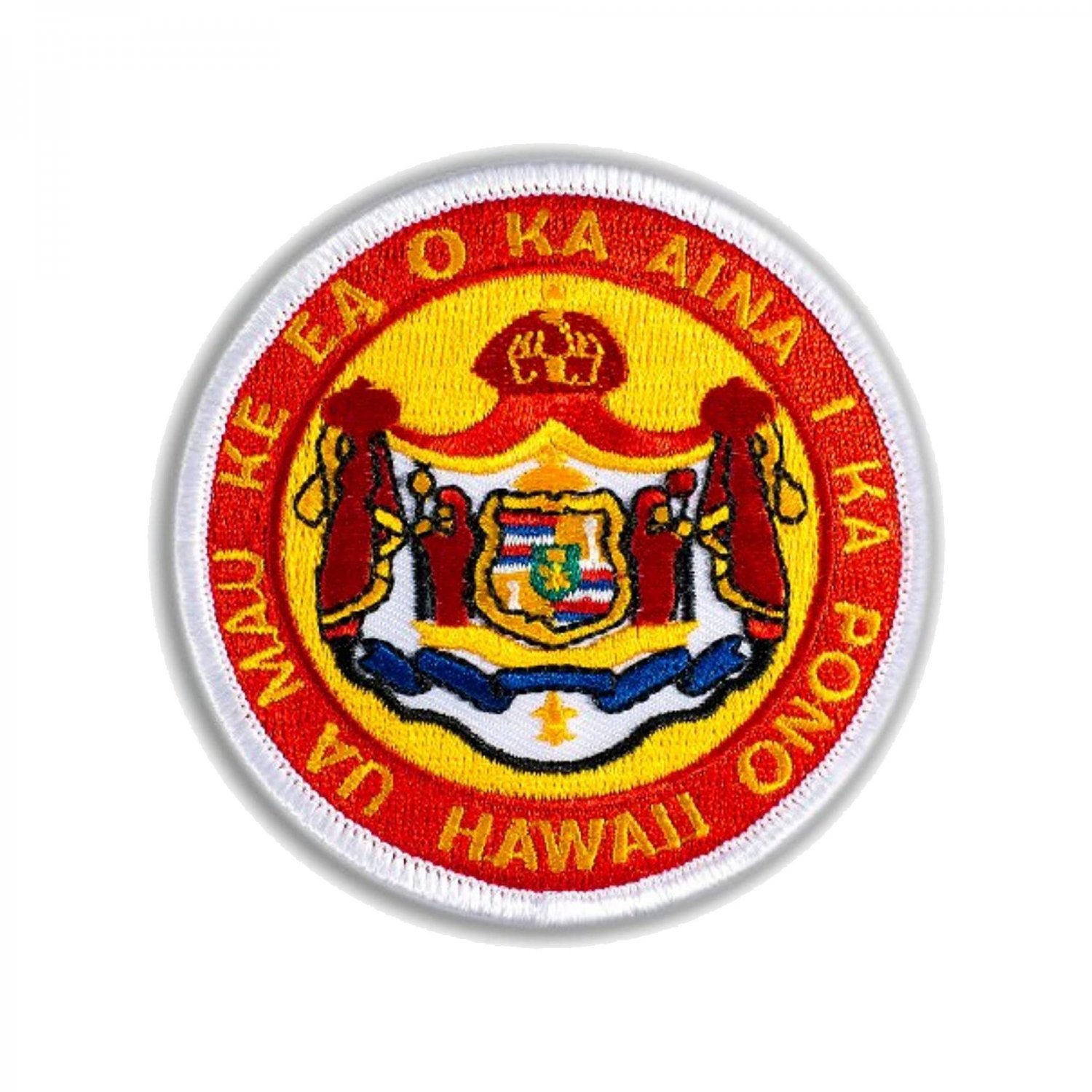 Hawaiian Coat of Arms Iron-On Embroidery Applique Hawaii State Patch