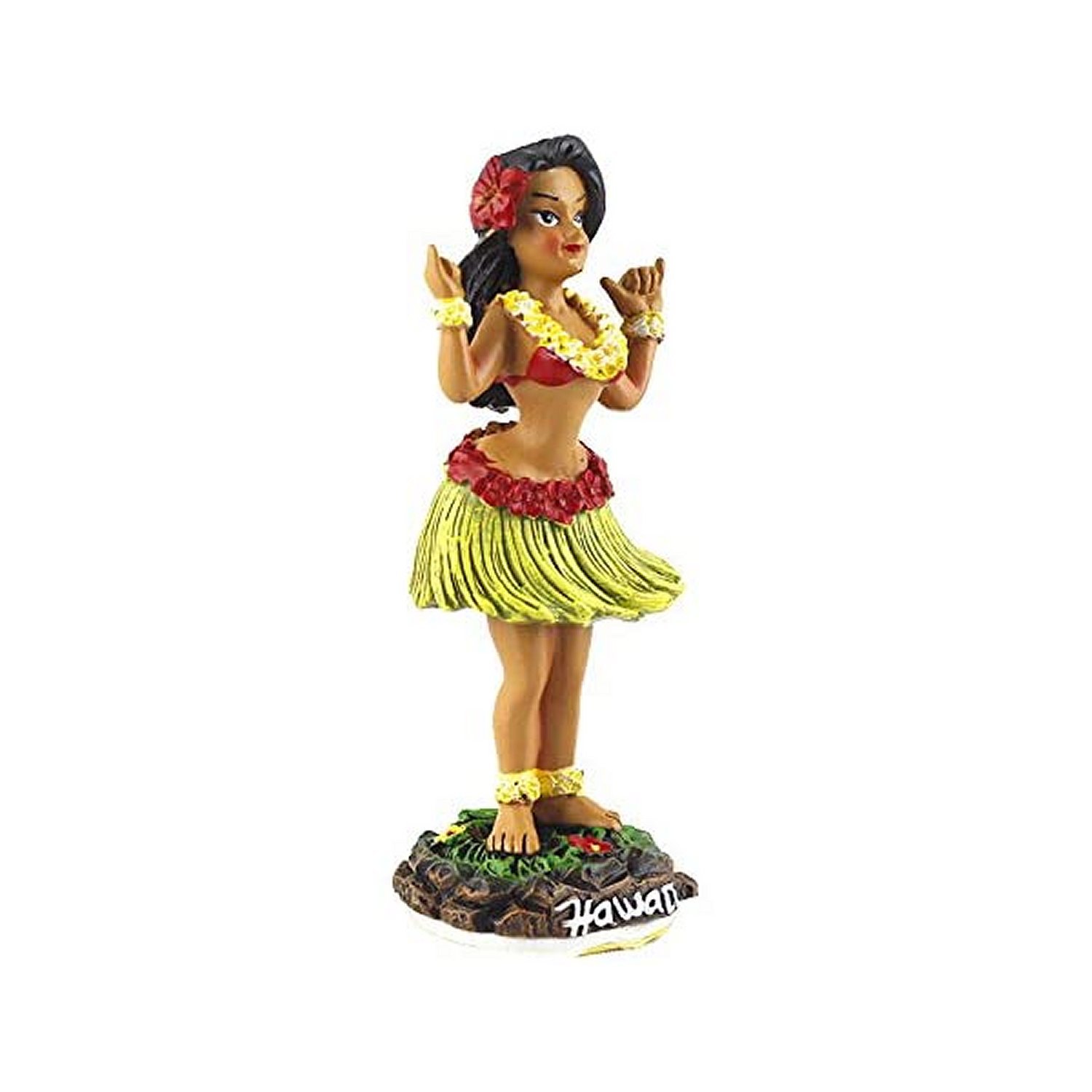 Hawaiian Wiggling Hula Girl Shaka Sign Small Dashboard Doll
