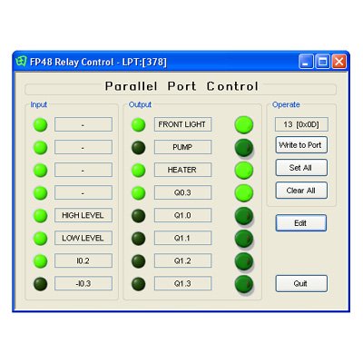 FP48 Parallel Port Relay Board 4-Input,8-Output VB, LabVIEW