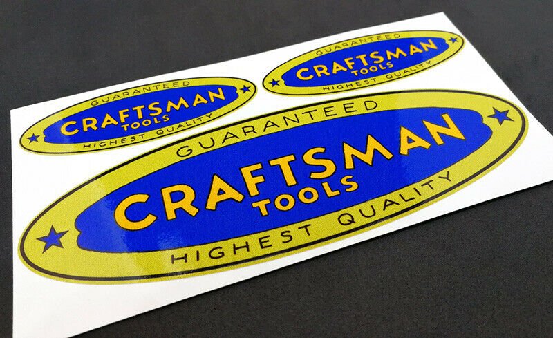 CRAFTSMAN TOOLS x 3 Vintage Style DECALS, Vinyl STICKERS