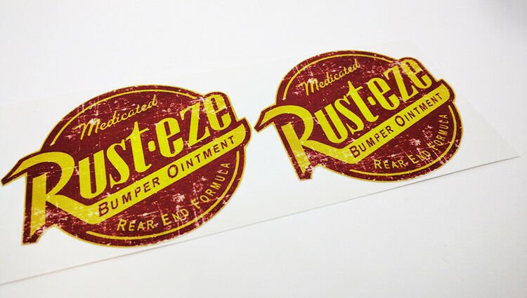 RUST-EZE X 2 DISTRESSED Vintage Style Vinyl DECAL, Car Sticker, Rat Rod ...