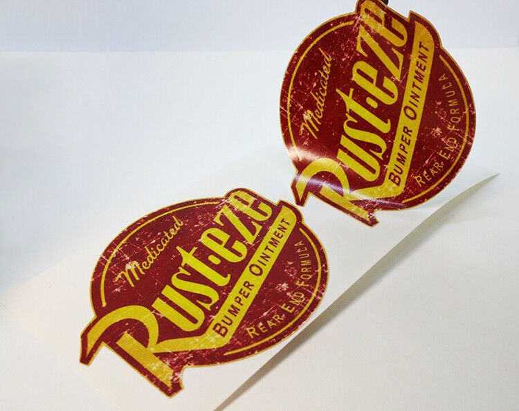 RUST-EZE X 2 DISTRESSED Vintage Style Vinyl DECAL, Car Sticker, Rat Rod ...