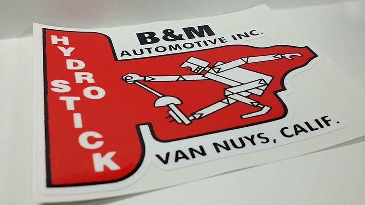 B&M HYDRO STICK Vintage Style DECAL / STICKER, rat rod, racing