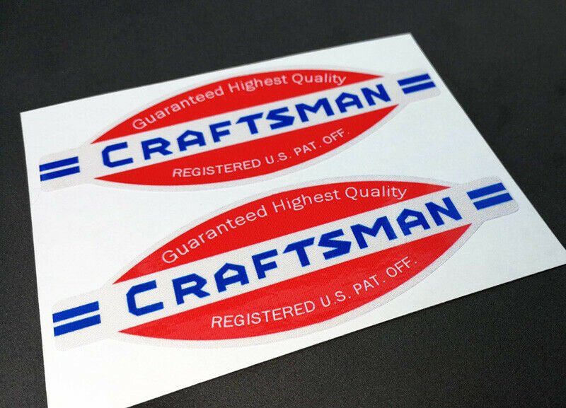 CRAFTSMAN TOOLS Vintage Style DECALS, 4.25" Vinyl STICKERS x 2