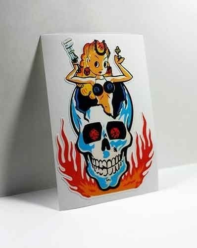 LADY LUCK MEETS HOT HEAD Vintage Style DECAL, Vinyl STICKER, rat rod ...