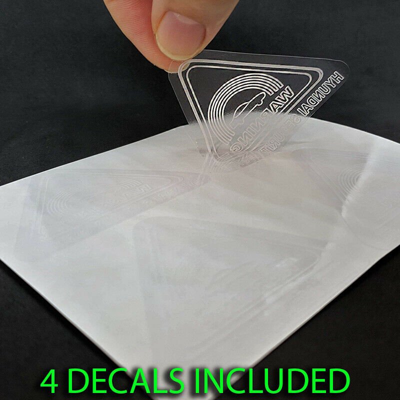 4 Alarm DECALS for Hyundai, Car Window STICKERS, Inside/Outside Glass