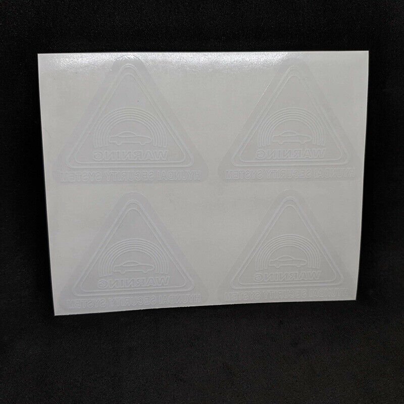 4 Alarm DECALS for Hyundai, Car Window STICKERS, Inside/Outside Glass