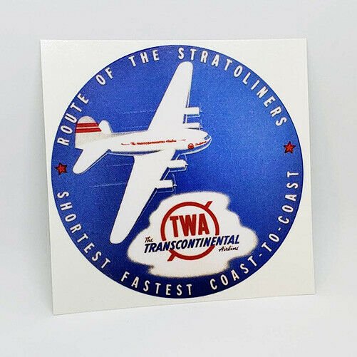 TWA DECAL - Route of the Stratoliners Vintage Style Vinyl Sticker ...