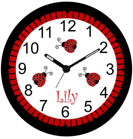 9" Personalized Ladybug Clock~Ladybugs