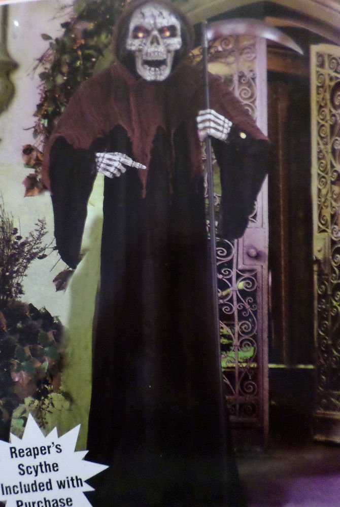 NEW 6 Ft LIFE SIZE STANDING ANIMATED TALKING GRIM REAPER HALLOWEEN PROP ...