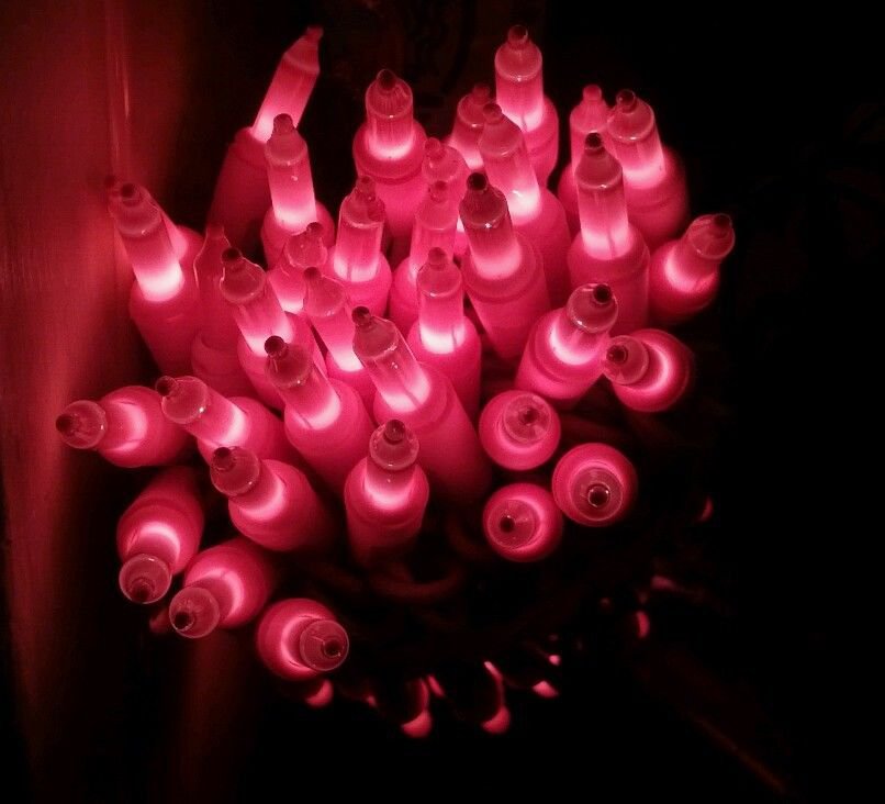 RARE Brite Star PINK Mini String Lights Pink Wire EASTER VALENTINES DAY ...