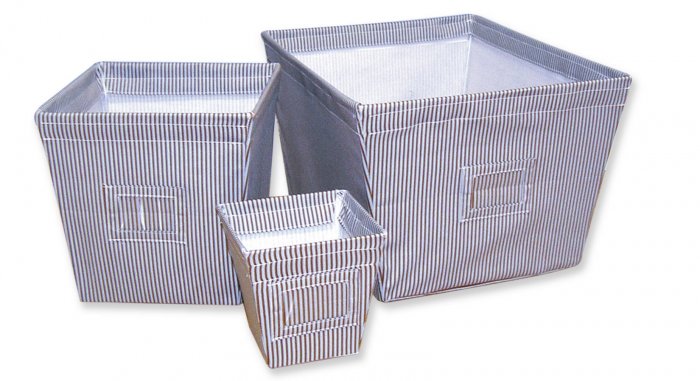 3PC Striped Yacht Club Nautical Fabric Storage Bins 10145961