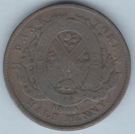 CANADA - 1844 Bank of Montreal Halfpenny Copper Token