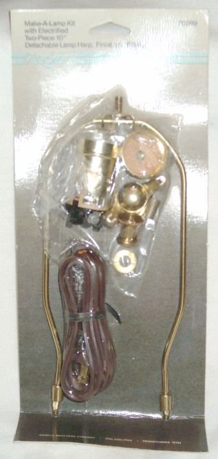MAKE-A-LAMP KIT (#70269) by Angelo - w/ 10" Lamp Harp, Finial, Cord and ...