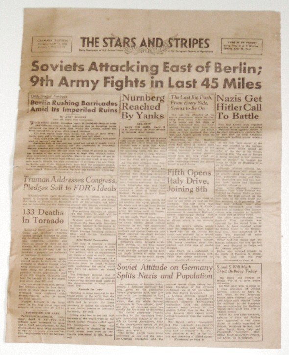 April 17, 1945 - STARS and STRIPES (Germany Edition) - Yanks reach Nurnberg