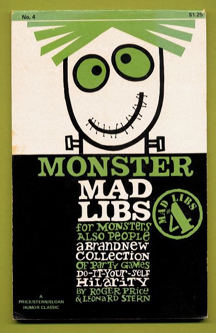 MONSTER MAD LIBS #4 - Original 1965 Party Game Book - unused and unmarked