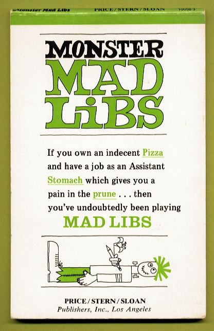 MONSTER MAD LIBS #4 - Original 1965 Party Game Book - unused and unmarked