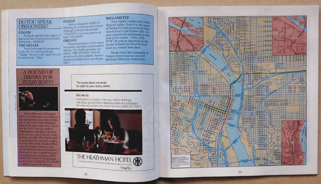 PORTLAND, Oregon - 1988 Visitor Guide w/ Maps