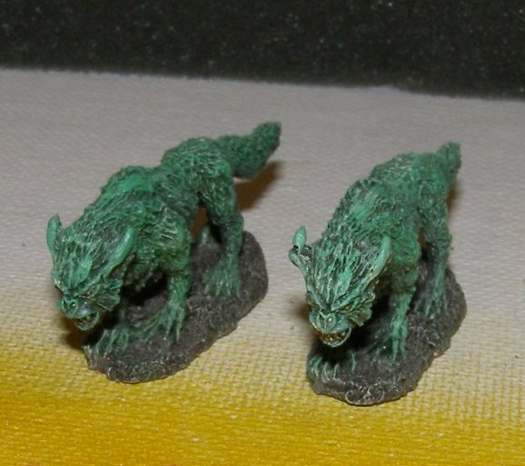 Reaper Goblin Wolf painted green Thornies Barrier Peaks 28mm AD&D