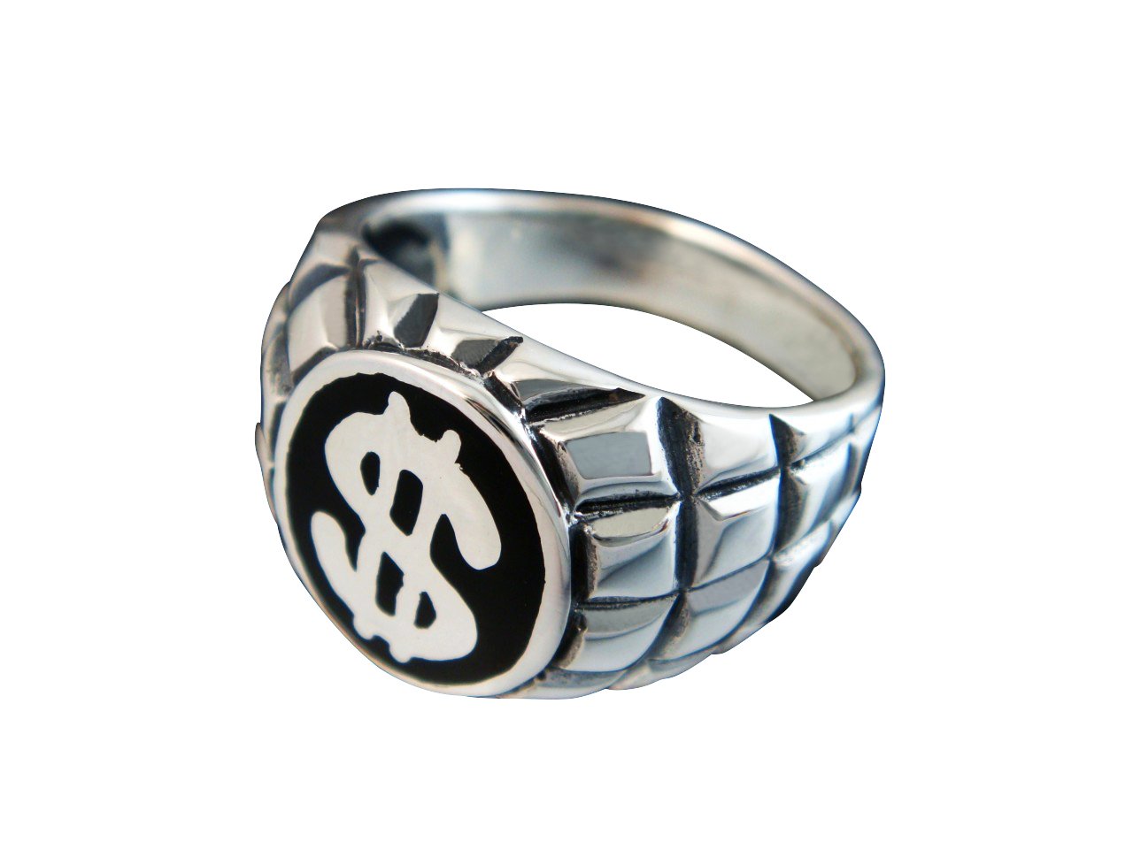 925 Sterling Silver Men's Dollar Sign US Currency Bling Greenback Poker ...