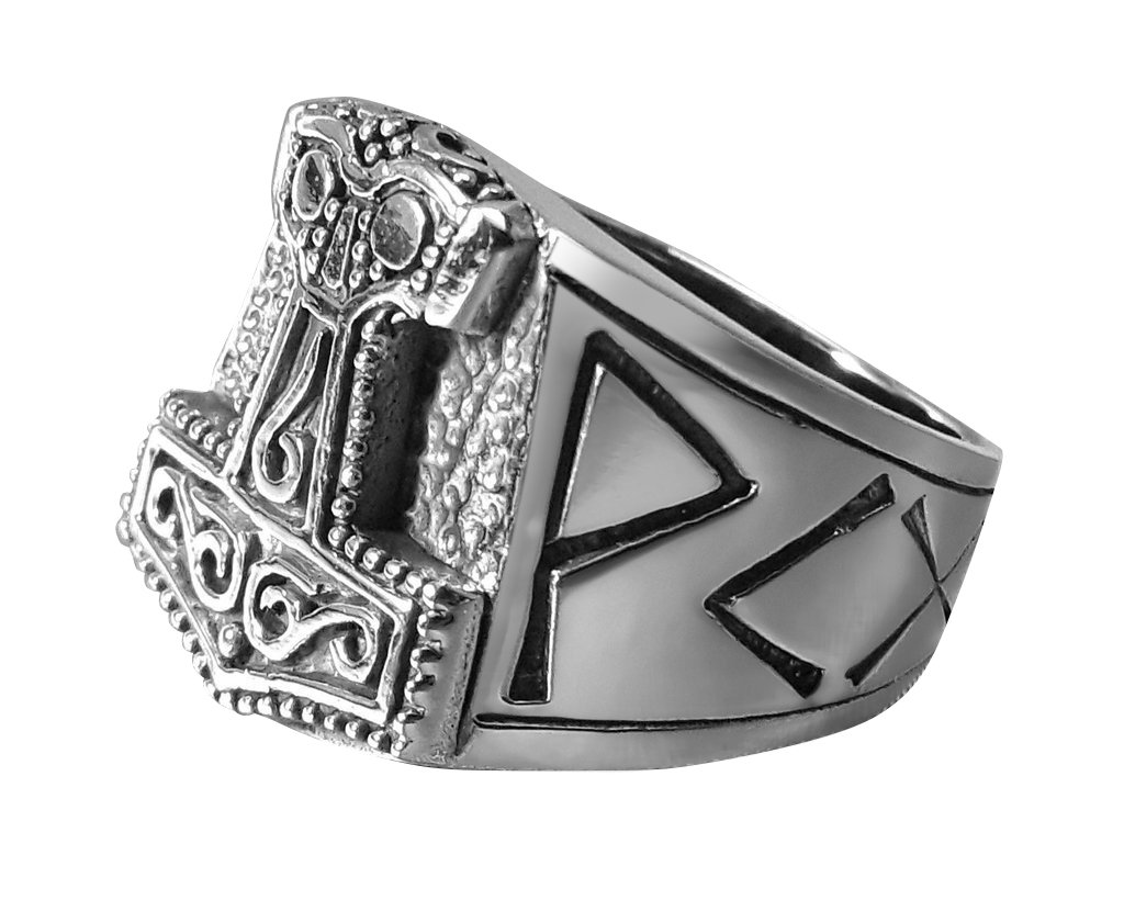 925 Sterling Silver Viking Thor's Hammer Mjölnir Mjolnir Futhark Norse ...