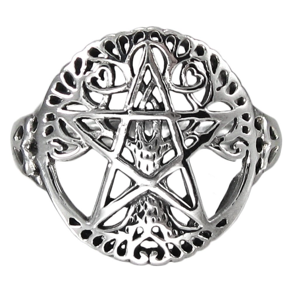 925 Sterling Silver Cut Out Ancient Tree of Life Pentacle Wiccan Pagan ...