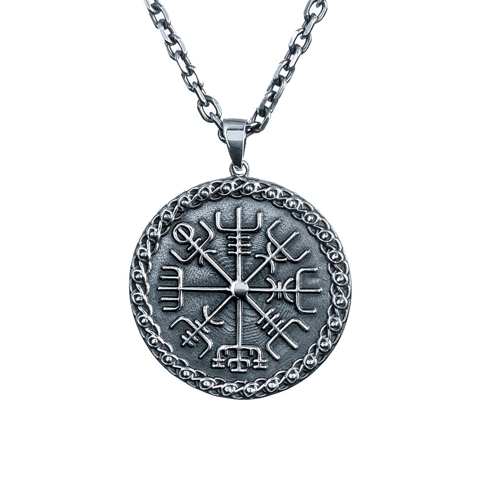 925 Sterling Silver Vegvisir Icelandic Viking Magical Staves Protection ...