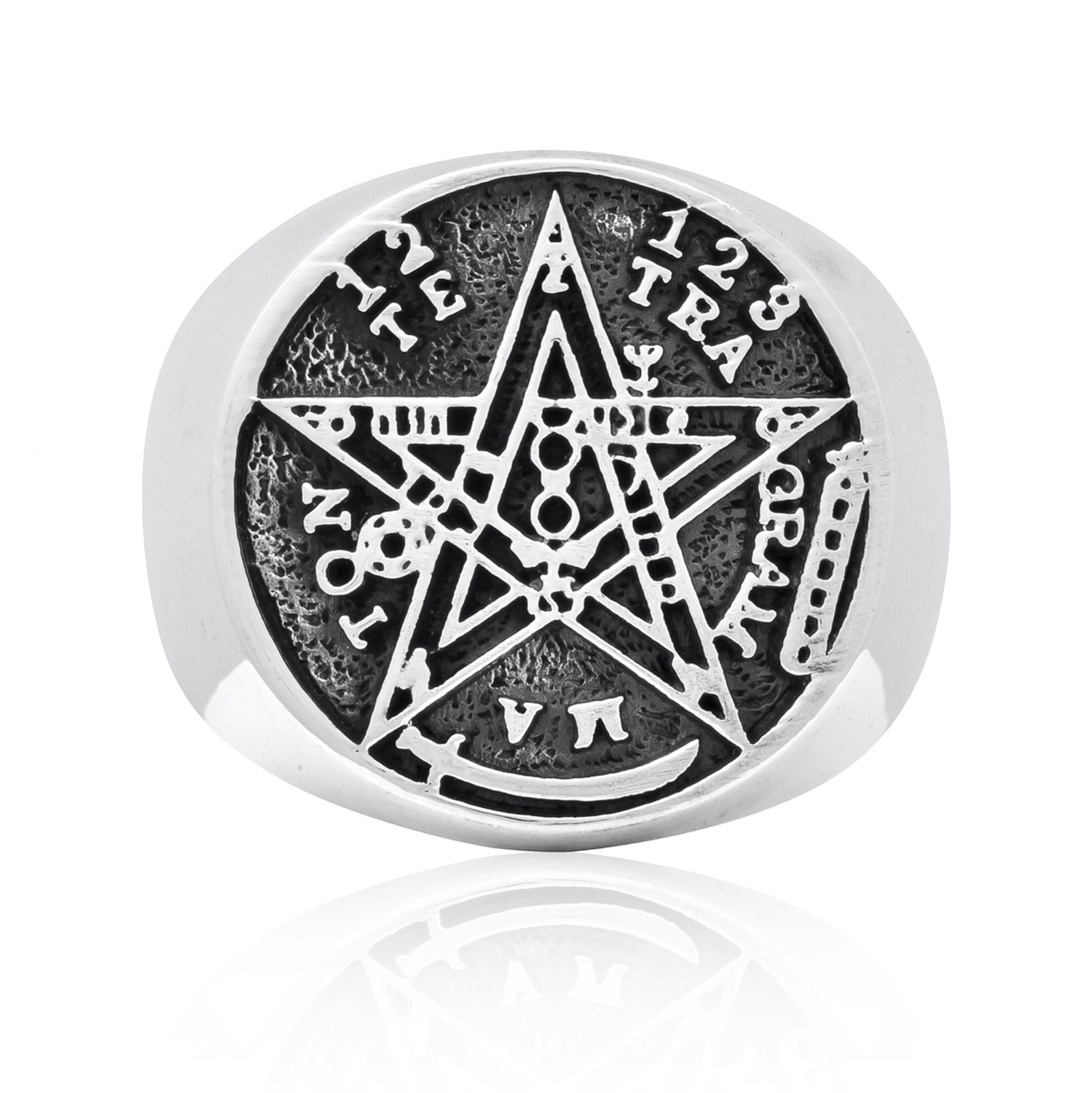 925 Sterling Silver Tetragrammaton Ceremonial Magic Seal of Solomon Ring