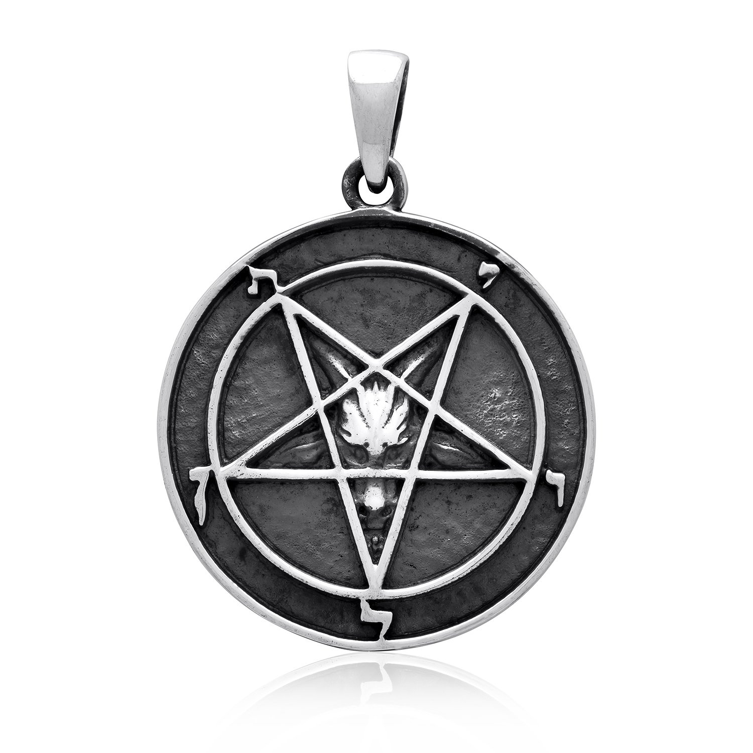 925 Sterling Silver Sigil of Baphomet Satan Inverted Pentagram Satanic ...