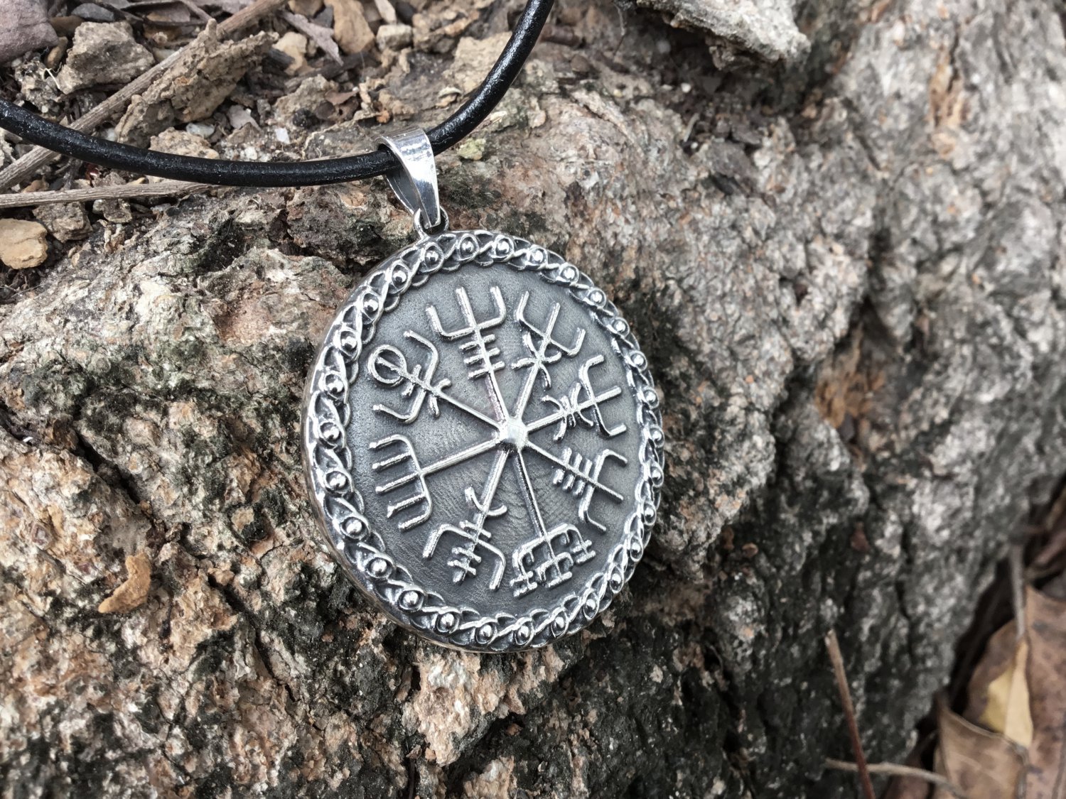 925 Sterling Silver Vegvisir Icelandic Viking Magical Staves Protection ...