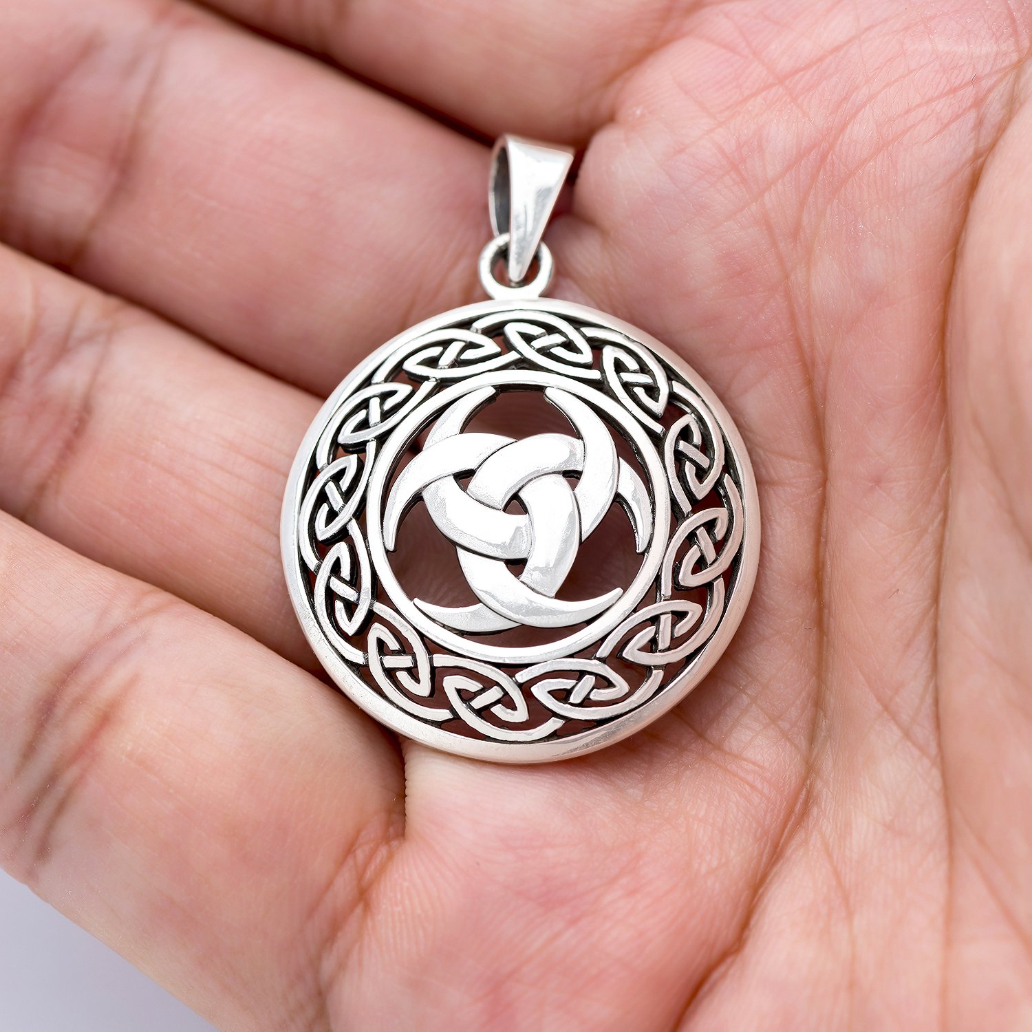 925 Sterling Silver Viking Norse Triple Horn of Odin Celtic Infinity ...