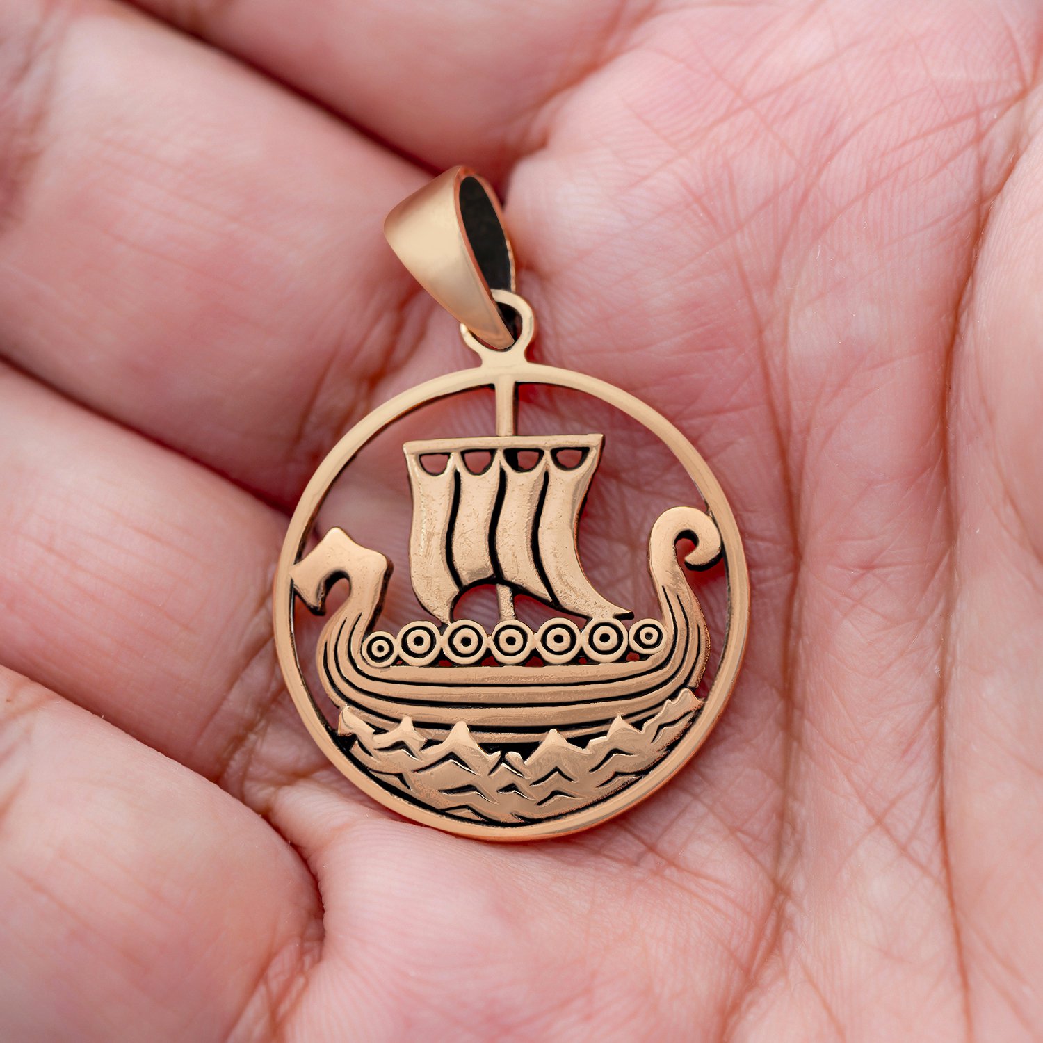 Handcrafted Bronze Viking Pirate Boat Ship Norse Longboat Jewelry Charm ...
