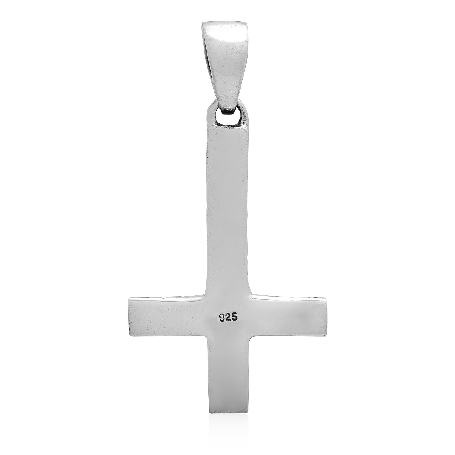 925 Sterling Silver Inverted St Peter Petrine Cross Satanic Black ...