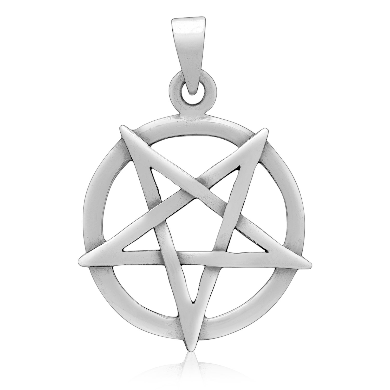 925 Sterling Silver Satanic Pentagram Pentacle Occult Pendant