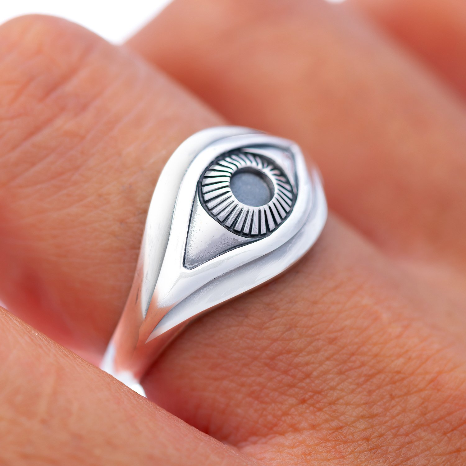925 Sterling Silver Evil Eye of Providence Protection Talisman Ring