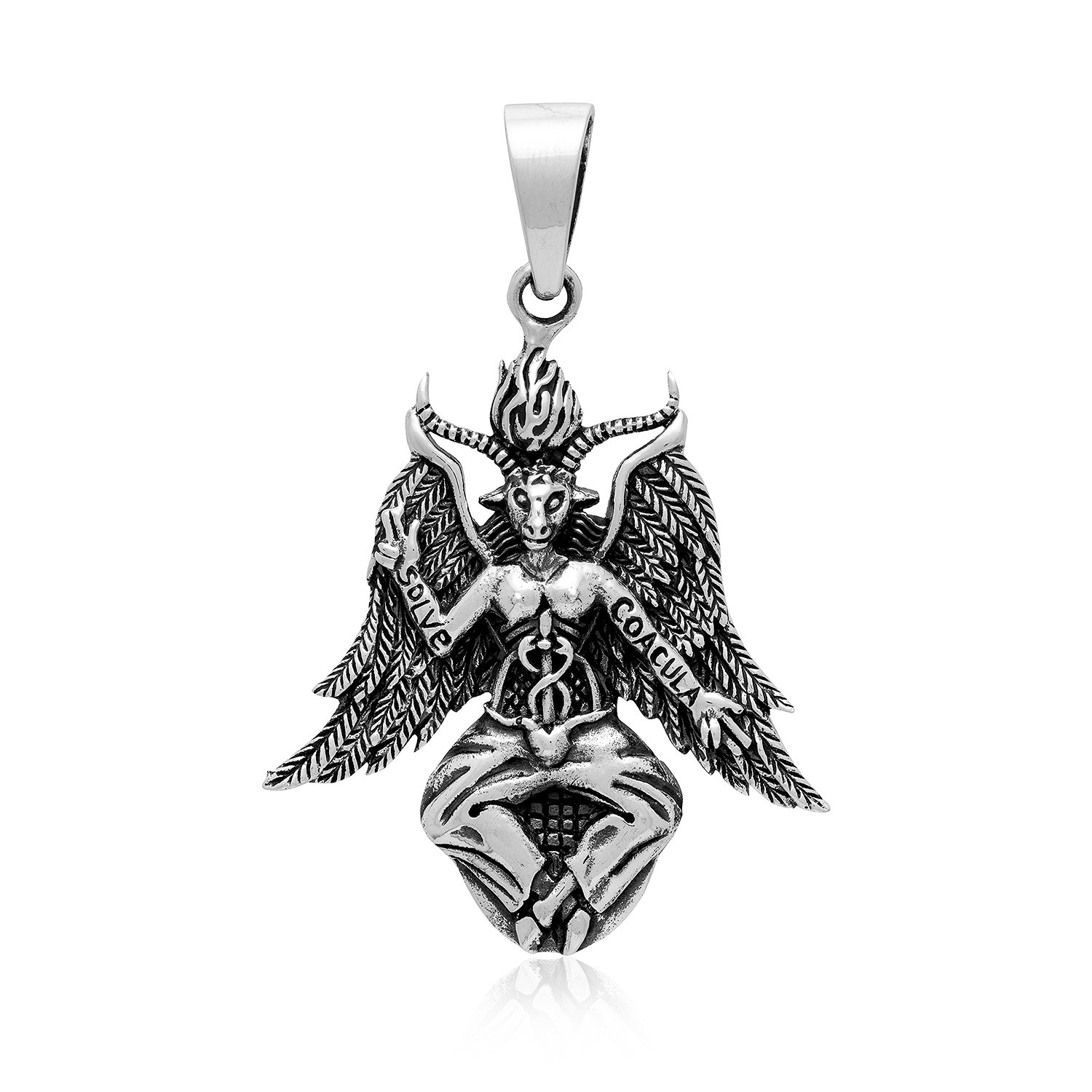 925 Sterling Silver Baphomet Horned Sabbatic Goat of Mendes Satanic ...