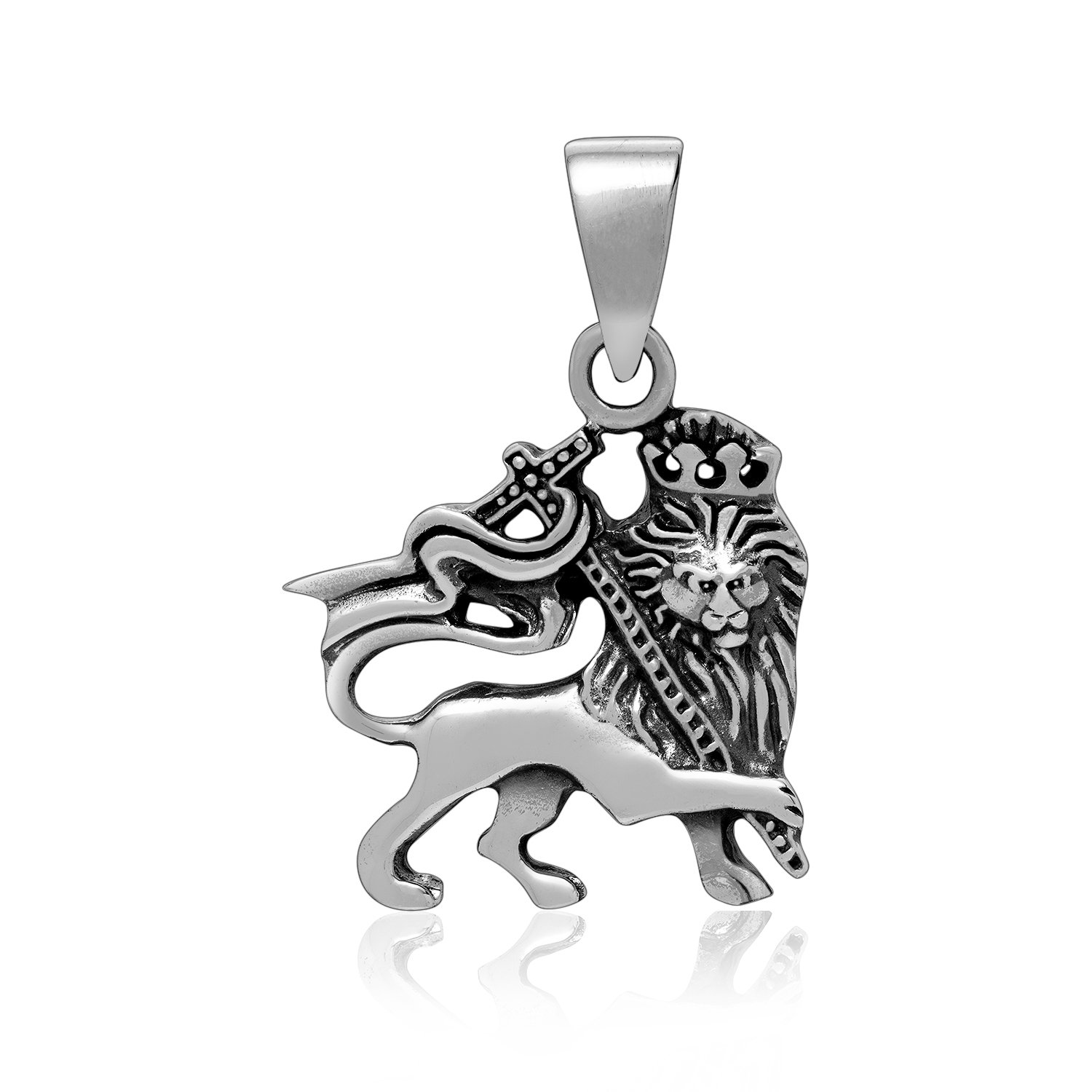 925 Sterling Silver Rastafarian Lion of Judah Haile Selassie Ethiopian ...