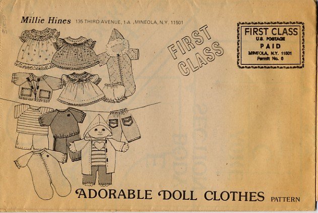 Millie Hines Adorable Doll Clothes Pattern 16" - 18"