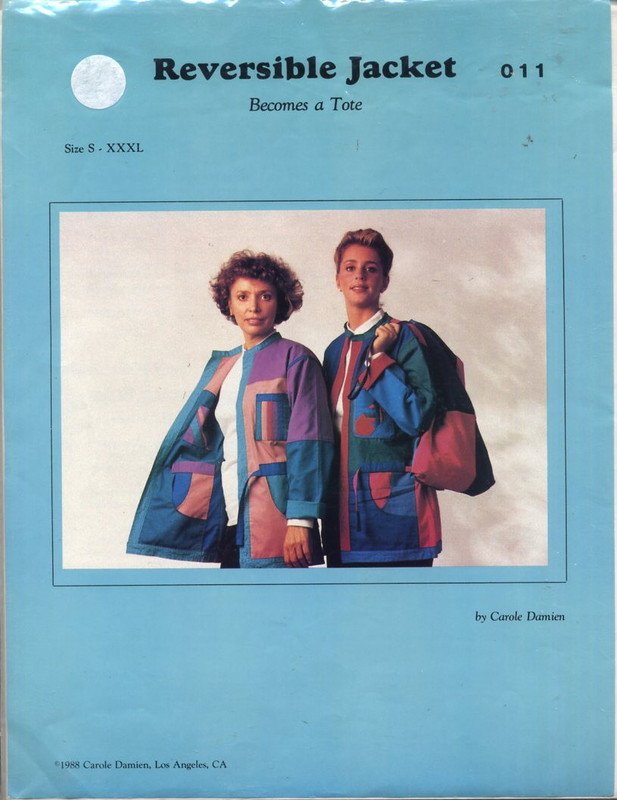 Reversible Jacket Pattern - Becomes a tote Womens sz S - 3XL